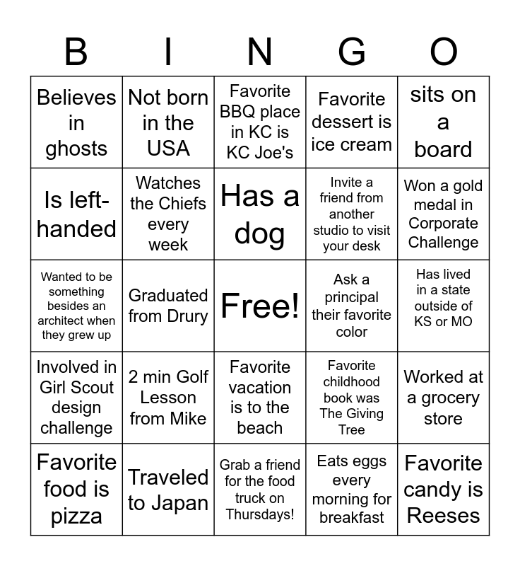 Studio Vanguard Bingo Card