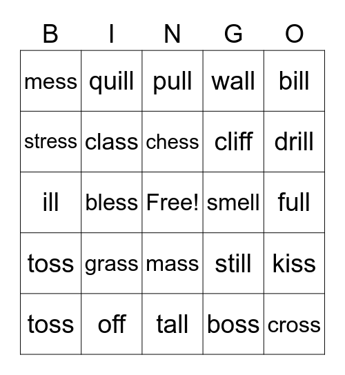 Fundations - Bonus Letters and 'all' Bingo Card