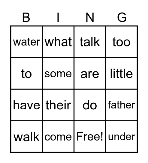 3rd Grade Group 2 Bingo Card