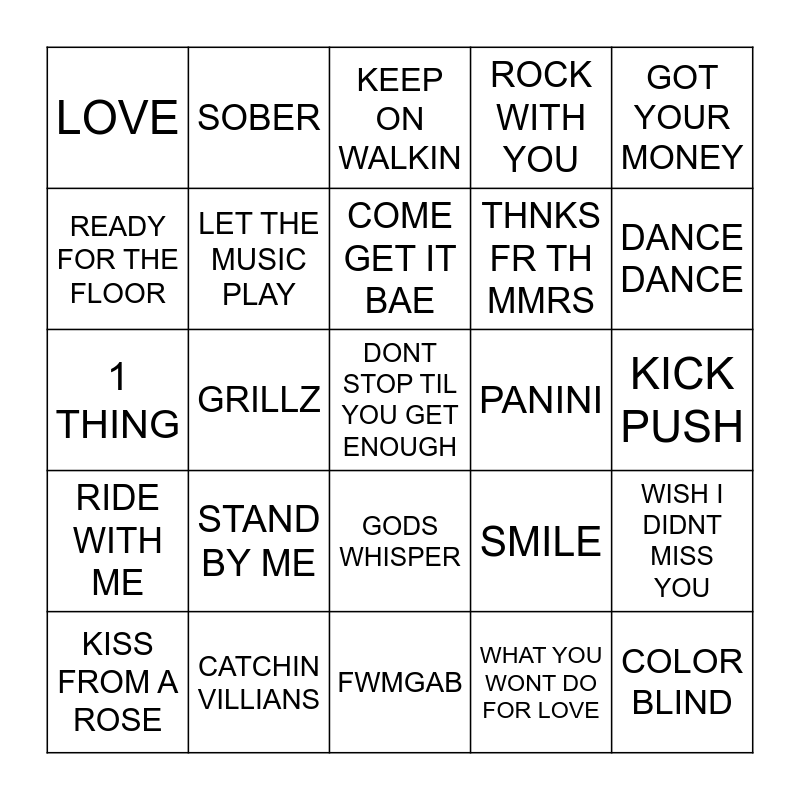 JORDANS LIST BFM Bingo Card