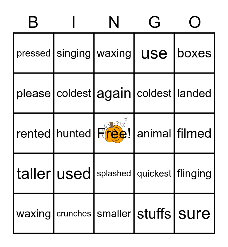 Unit 4 Bingo Card