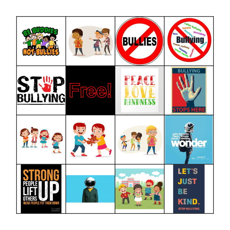 Be a BUDDY, Not a BULLY!!! Bingo Card