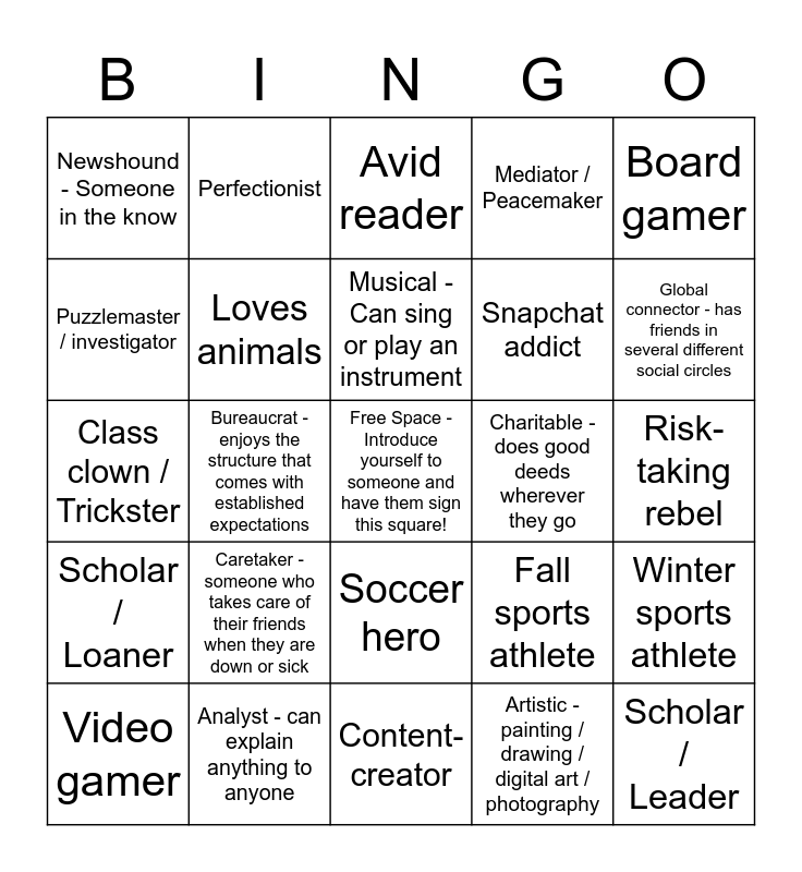 Networking Bingo Card