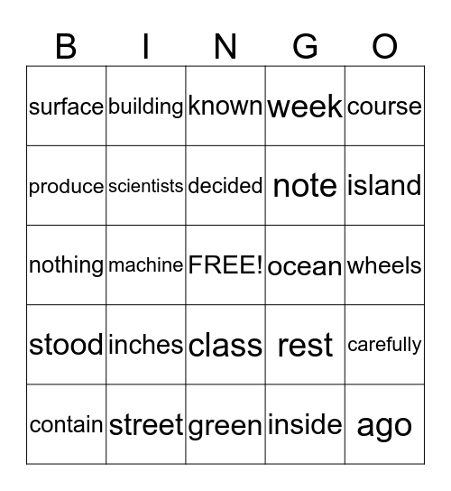3rd Grade Non-Negotiable Words Bingo Card