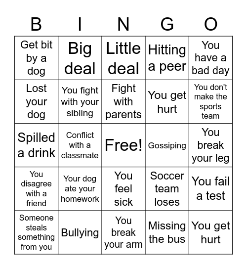 Big Deal Little Deal Bingo Card