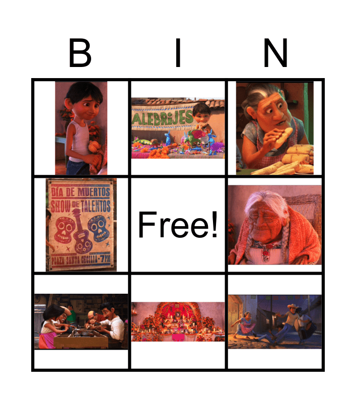 Coco 1-2 grades Bingo Card