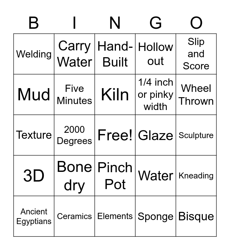 Clay BINGO Card