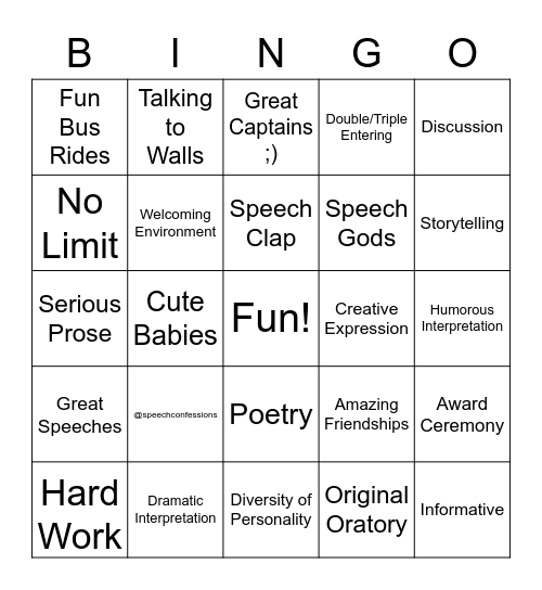 What is Speech? Bingo Card