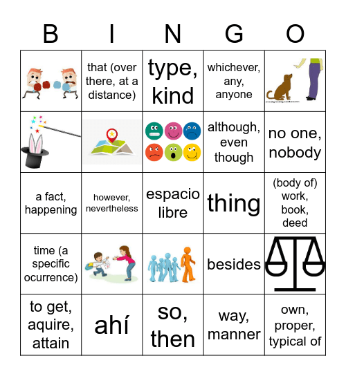 KANEDA: Spanish 4 - palabras frecuentes 1-250 Bingo Card