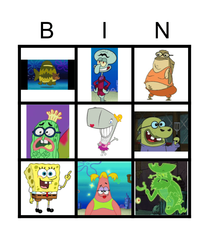 Spongebob Bingo Card