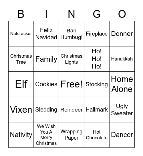 Christmas Bingo Card