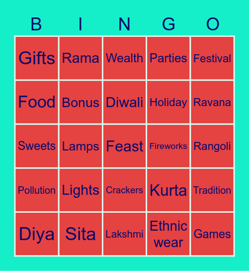 DIWALI CELEBRATION Bingo Card