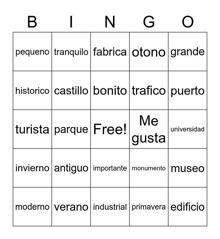 La Ciudad Bingo Card