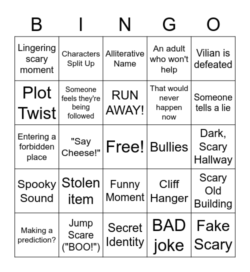 Say Cheese and Die! Bingo Card
