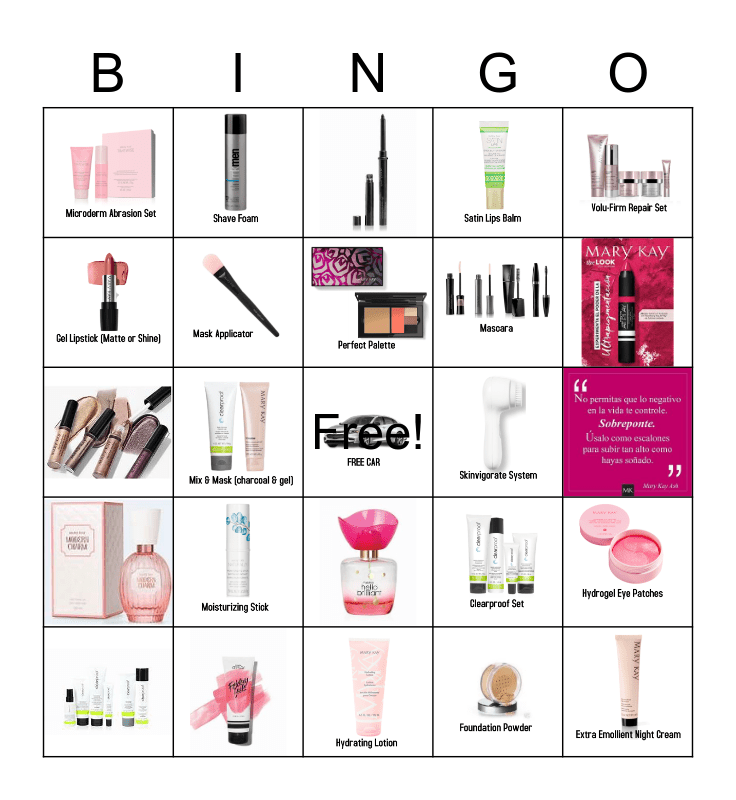 Mary Kay Bingo Card