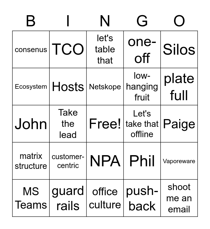 CIO Calls Bingo Card