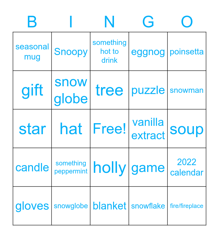 Seasonal/Winter Bingo Card