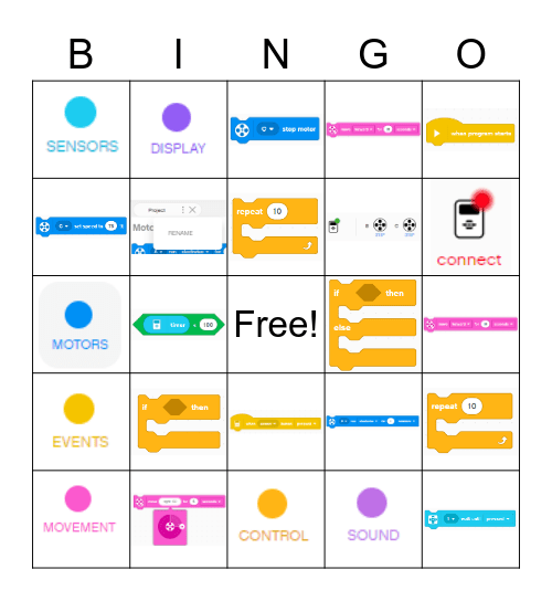 EV3 Classroom Bingo Card