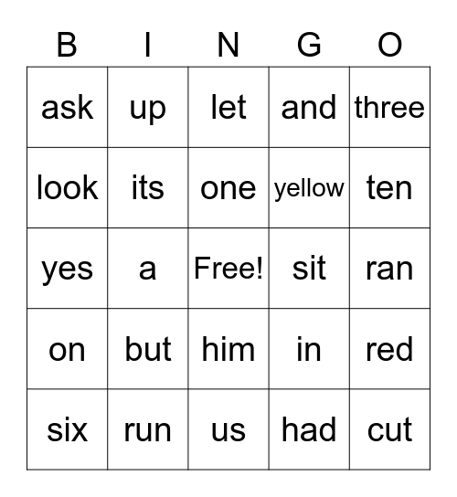 Kindergarten 2nd Nine Weeks Sight Words Bingo Card