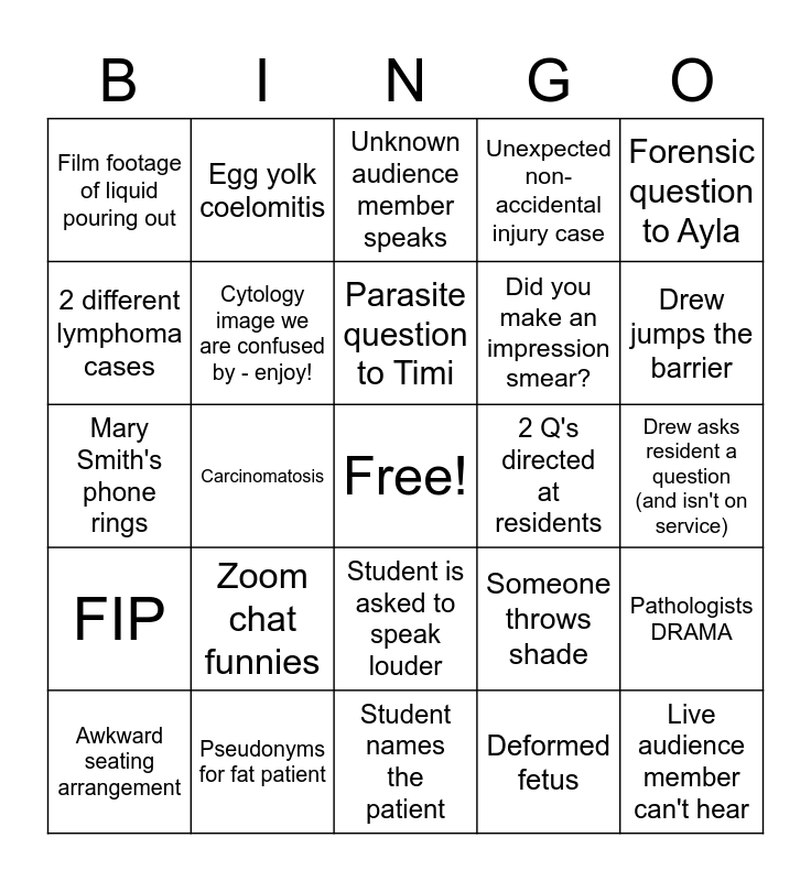 SHOW & TELL Bingo Card