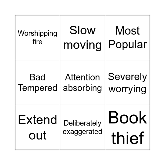 Context Clues Bingo Card