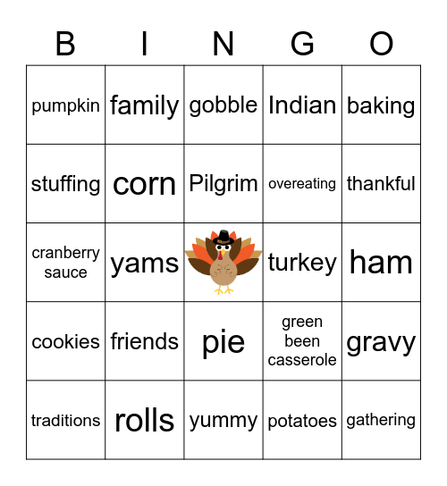 Thanksgiving Bingo Card