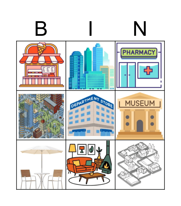 Lugares en la ciudad Bingo Card
