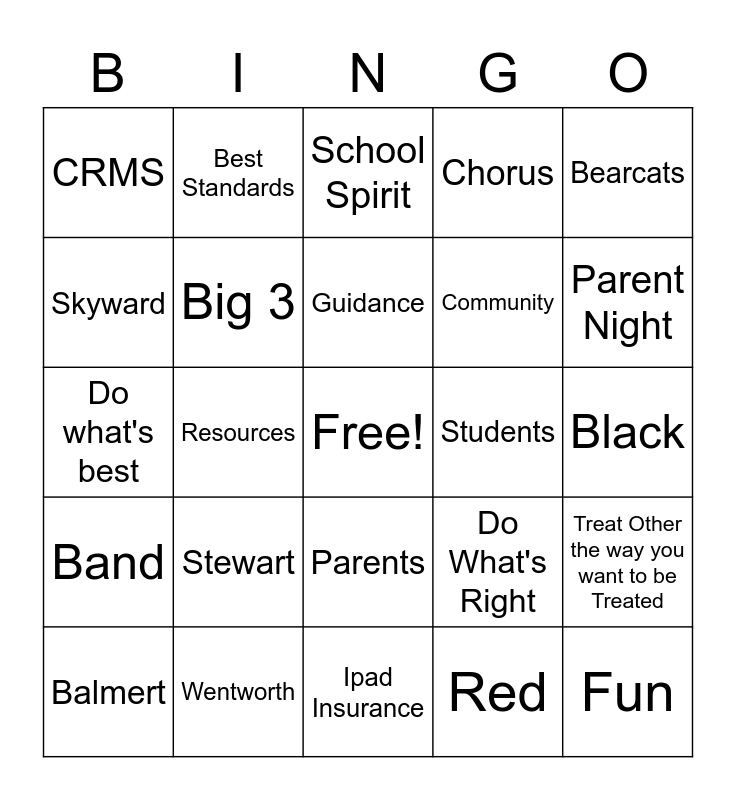 Bearcat Bingo Card