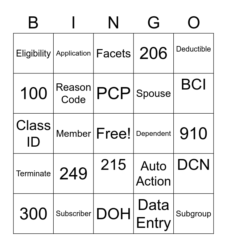 Training BINGO Card
