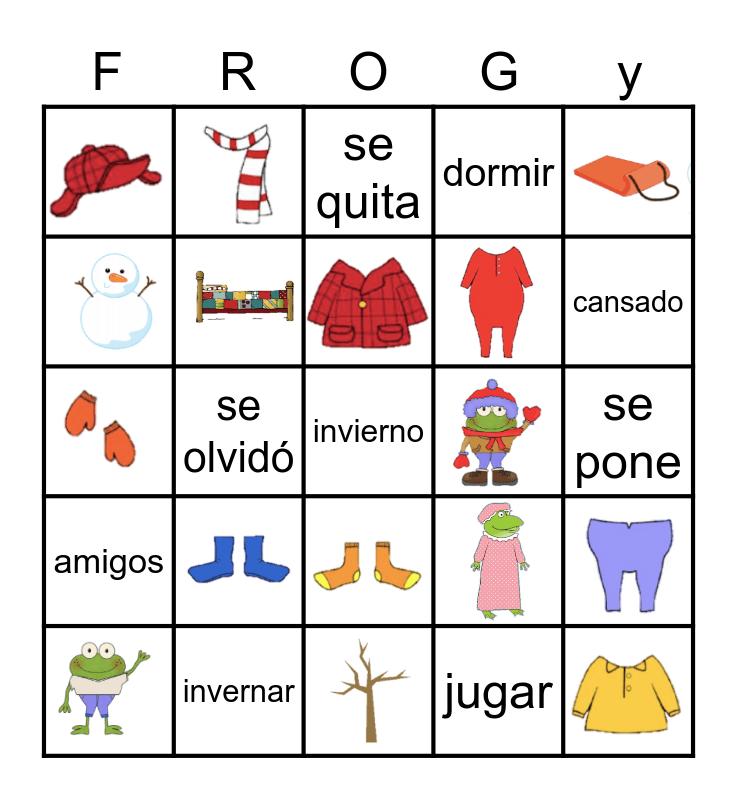Froggy Gets Dressed Bingo Card
