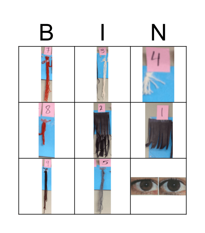 Describir pelo y ojos Bingo Card