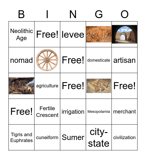 Prehistory and Mesopotamia Bingo Card
