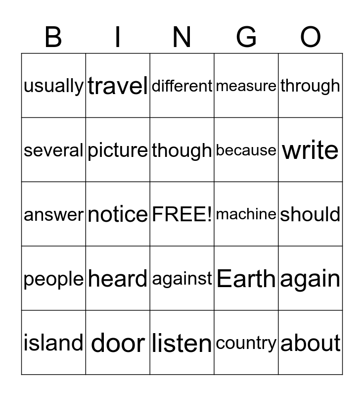 3rd Grade Sight Words Bingo Card 3rd Grade Sight Words Bingo Card