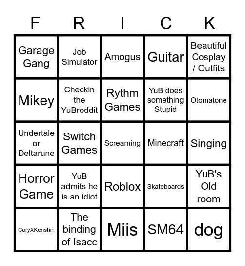YuB Bingo Card