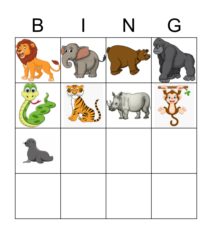 Animals Bingo Card
