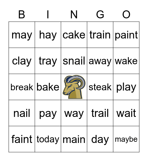 Long A Sound Bingo Card
