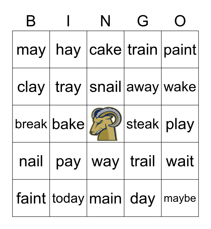 Long A Sound Bingo Card
