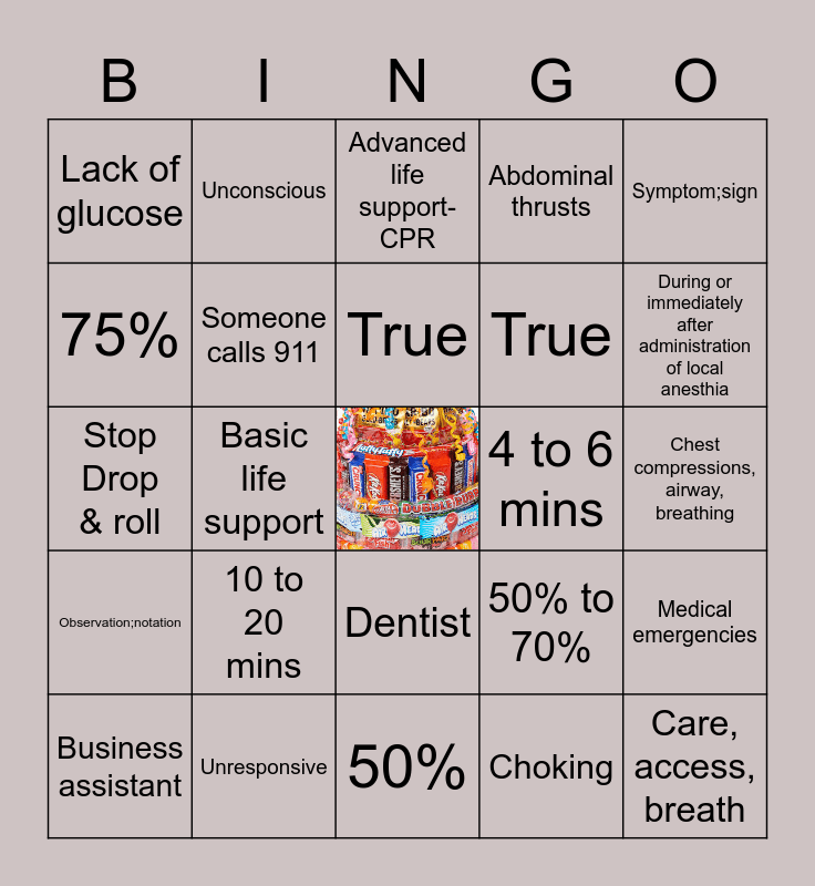 Medical Emergencies Bingo Card