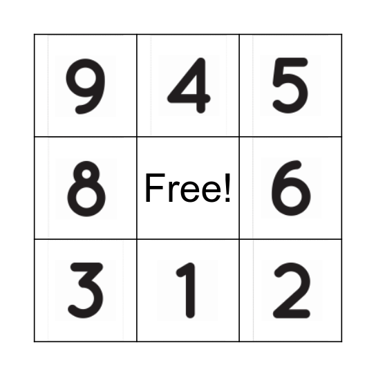 NUMBERS 0 - 10 Bingo Card