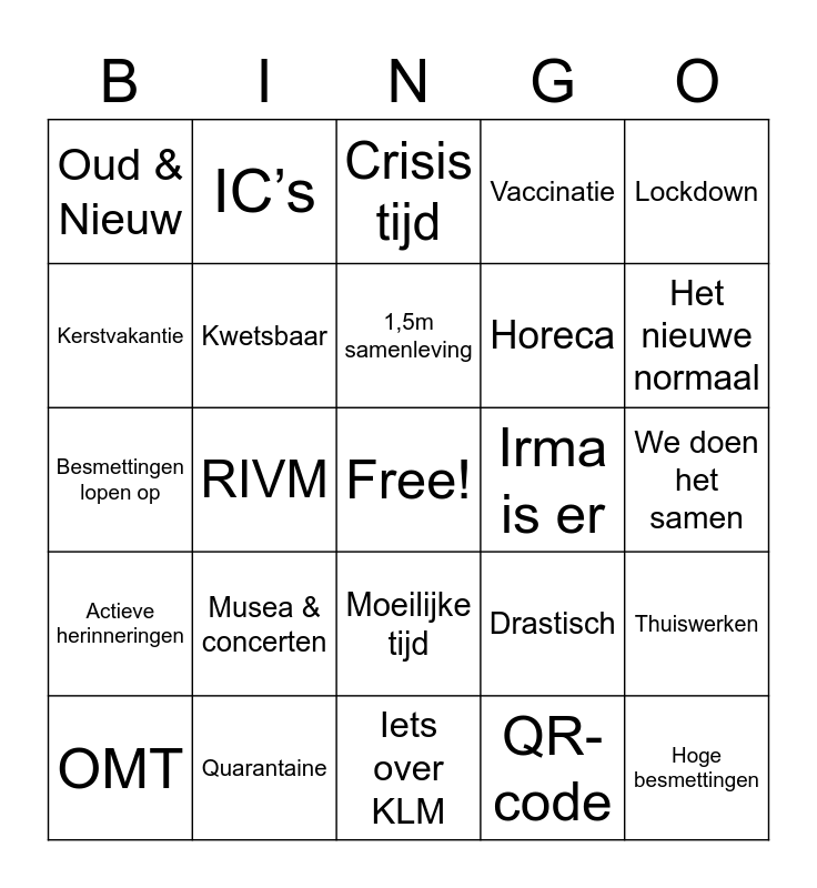 Active members Bingo Card