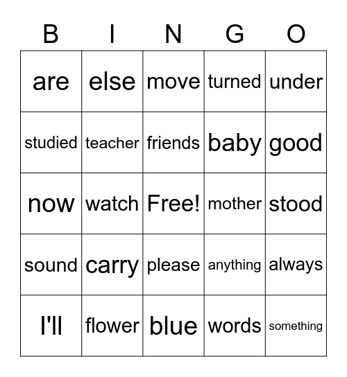 2nd grade - Unit 4 Bingo Card