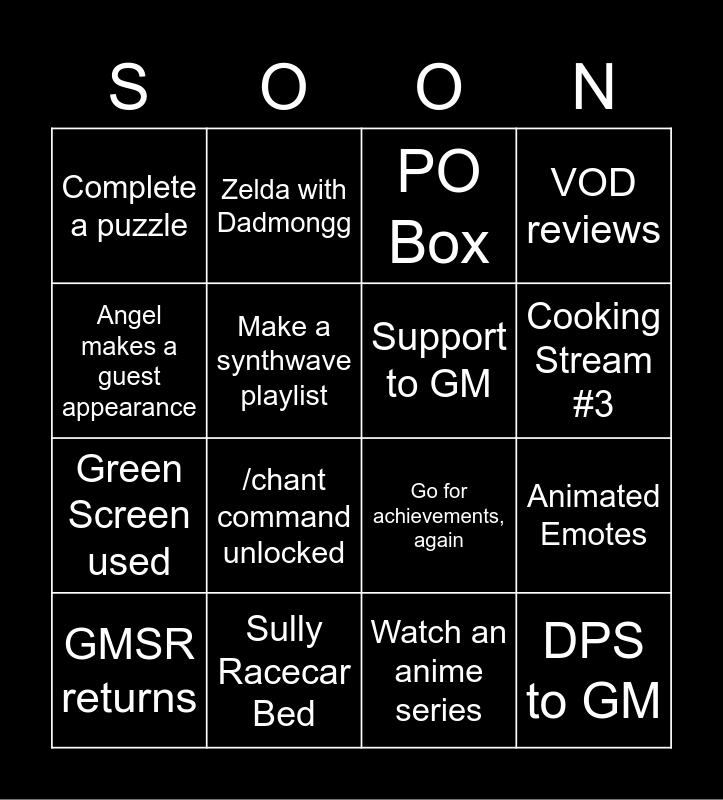 Emongg Soon list Bingo Card