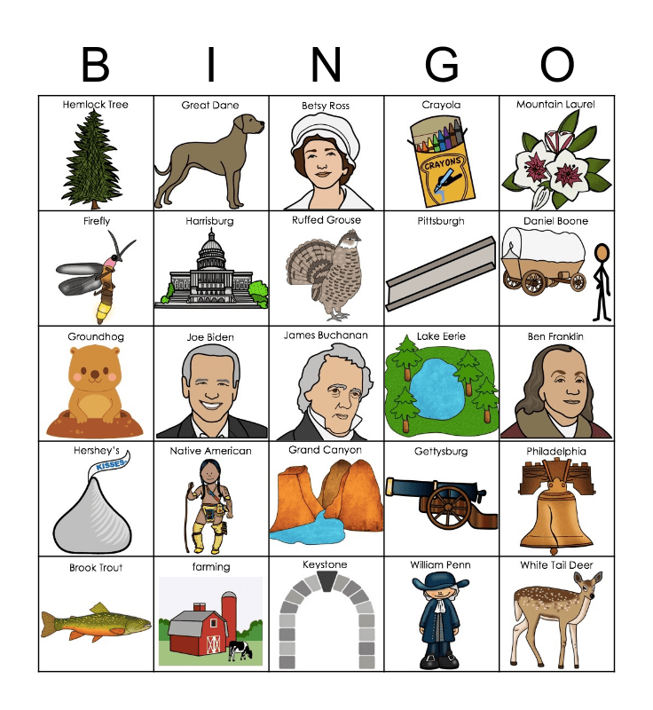 Pennsylvania Bingo Card