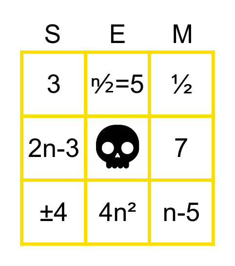Polynomial Equations Bingo Card