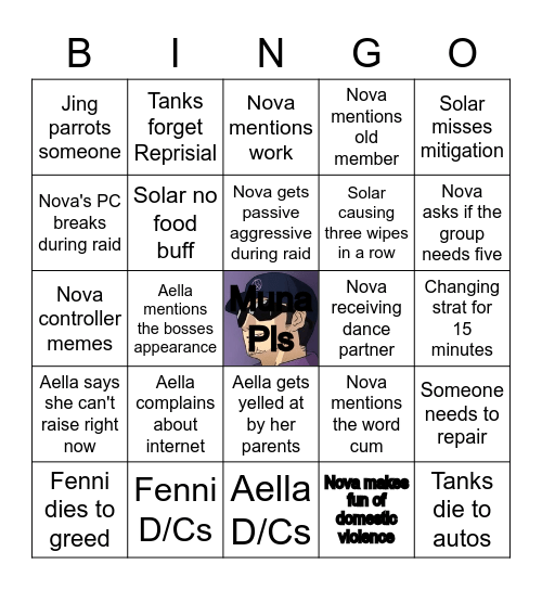 PJs Bingo Board Bingo Card