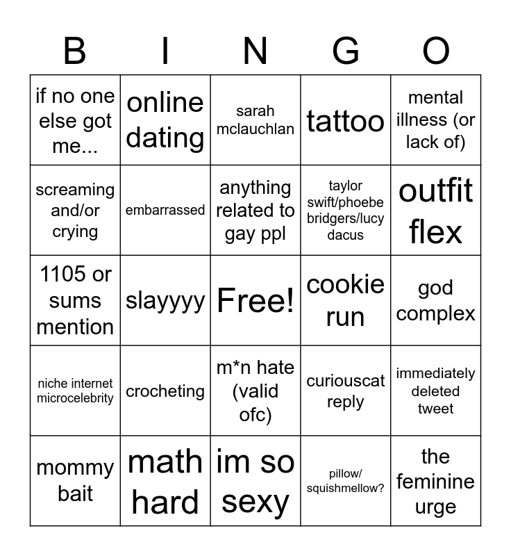 jouch bingo Card