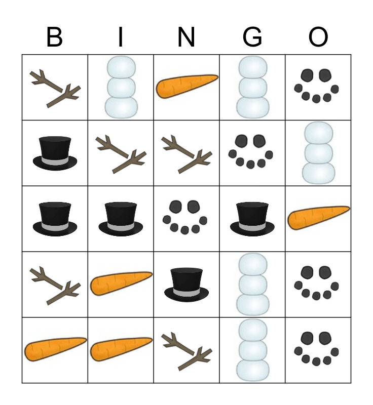 Snowman Bingo Card