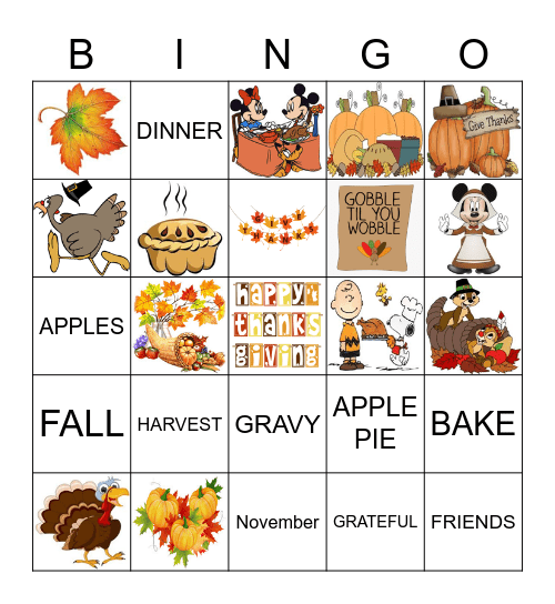 THANKSGIVING Bingo Card