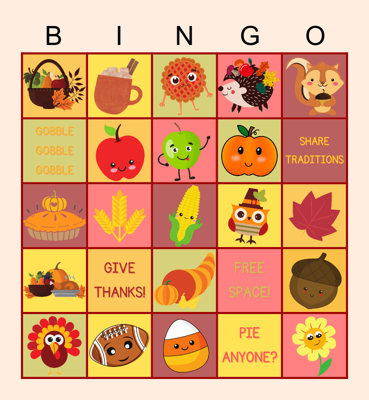 Thanksgiving Gratitude Bingo Card