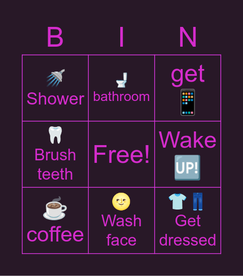 Morning routine Bingo Card